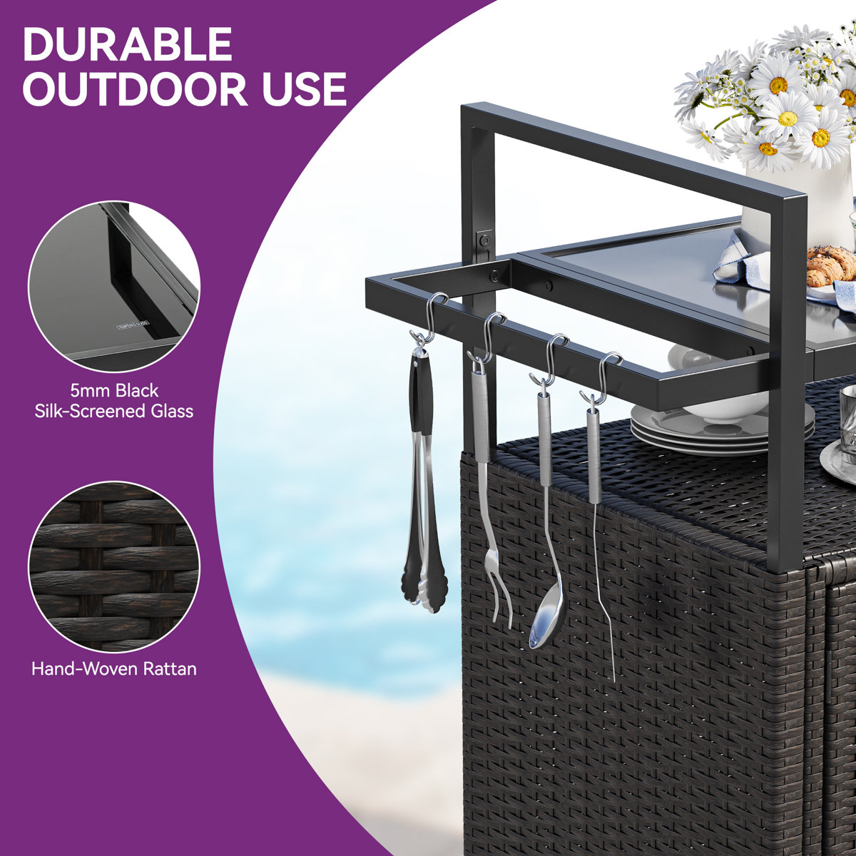 Wade Logan® Bar Set with Wicker Outer Material & Reviews | Wayfair