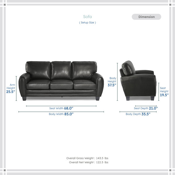 Ebern Designs Manwi 85" Vegan Leather Sofa | Wayfair