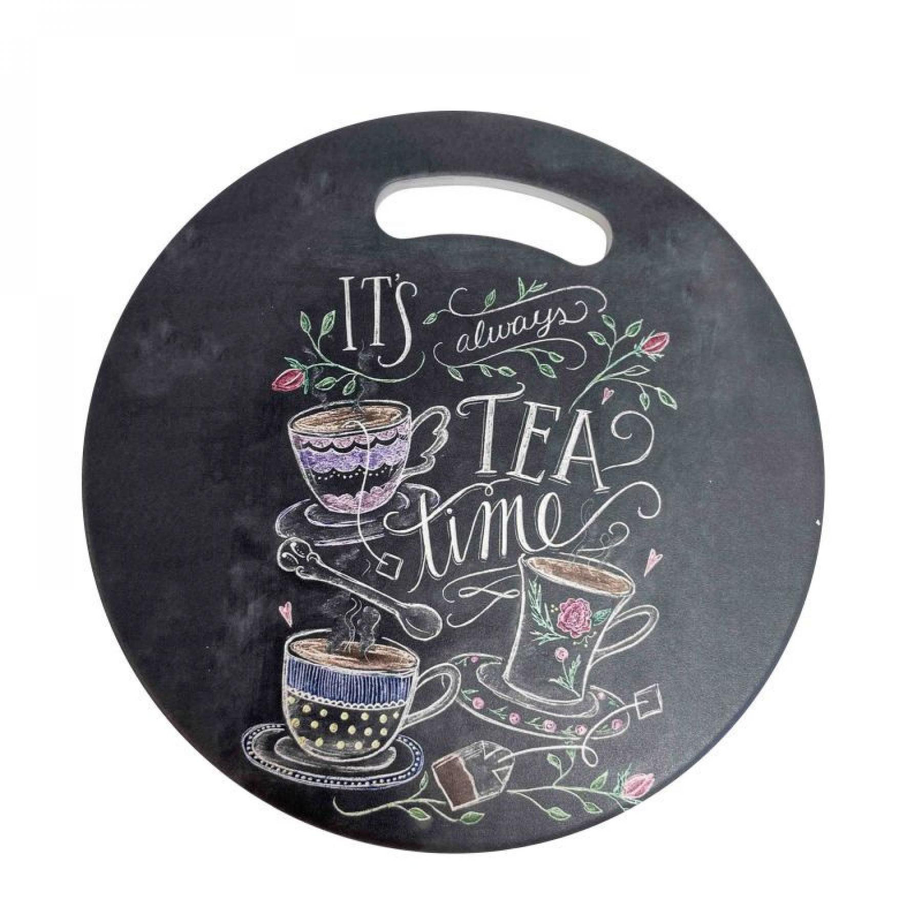 Dakota Fields It'S Always Tea Time Blackboard Look Round Handled Trivet ...