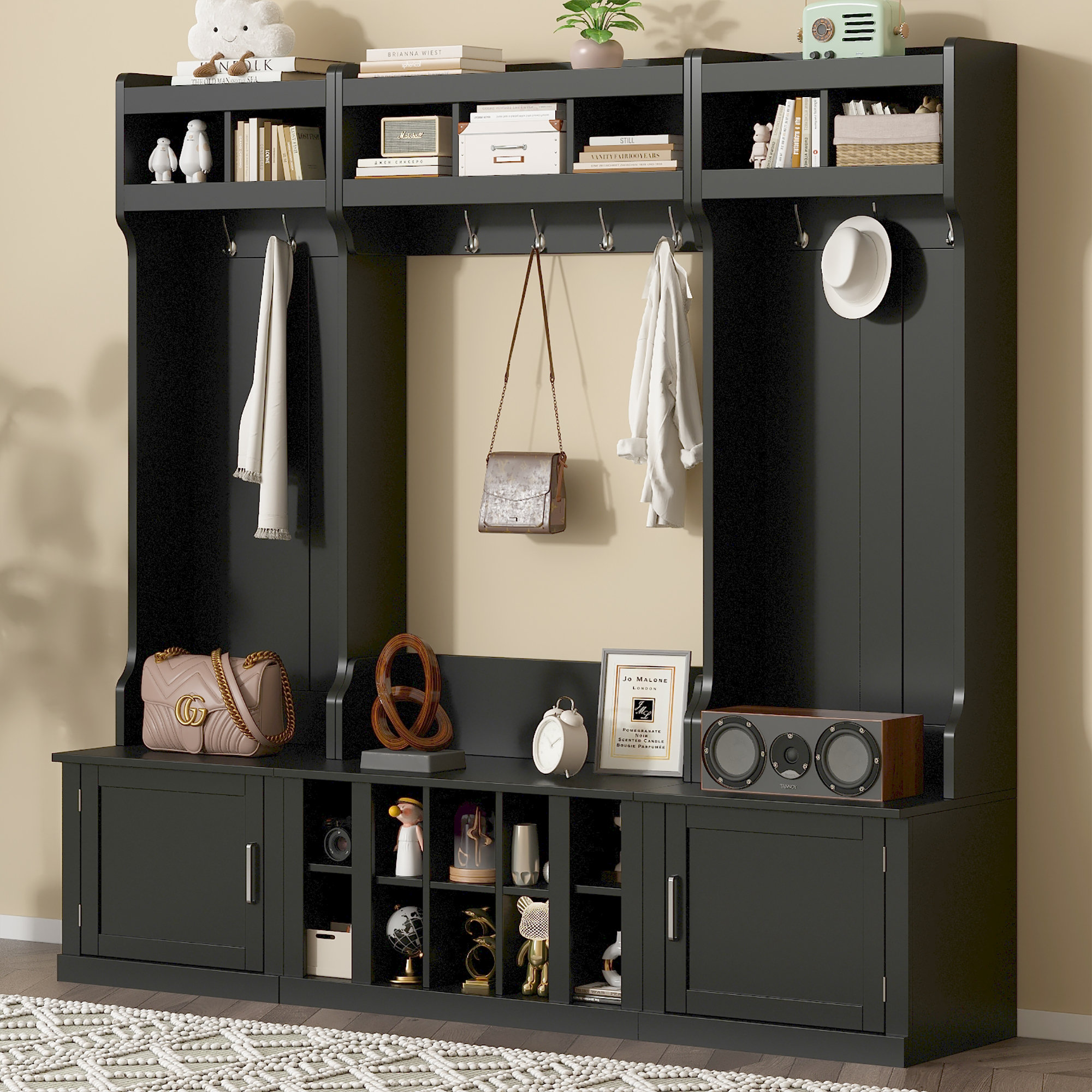 Red Barrel Studio ON-TREND Wide Design Hall Tree With Storage And Bench ...