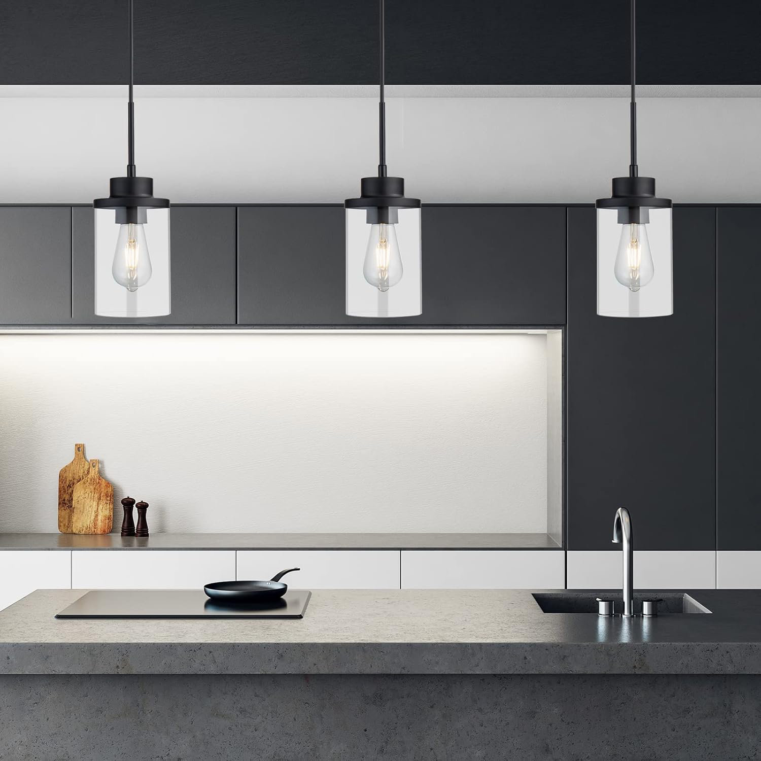 Longshore Tides Modern Black Farmhouse Pendant Light Fixtures With ...