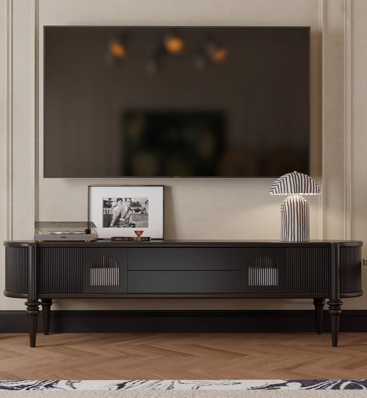 abodeappeal Black Rectangular Solid Wood TV Stands | Wayfair