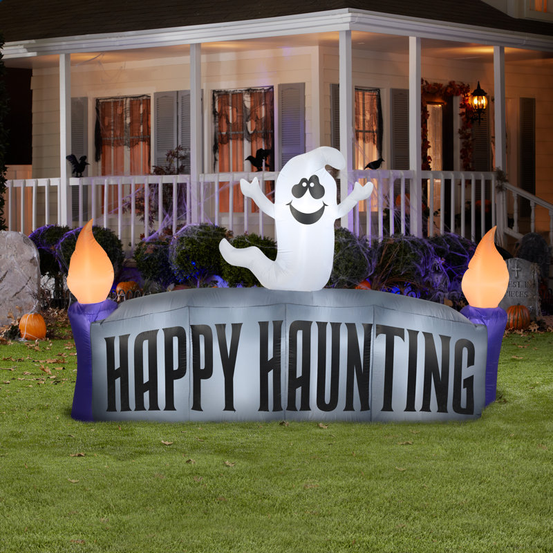 Gemmy Industries Ghost with Happy Haunting Sign Inflatable | Wayfair