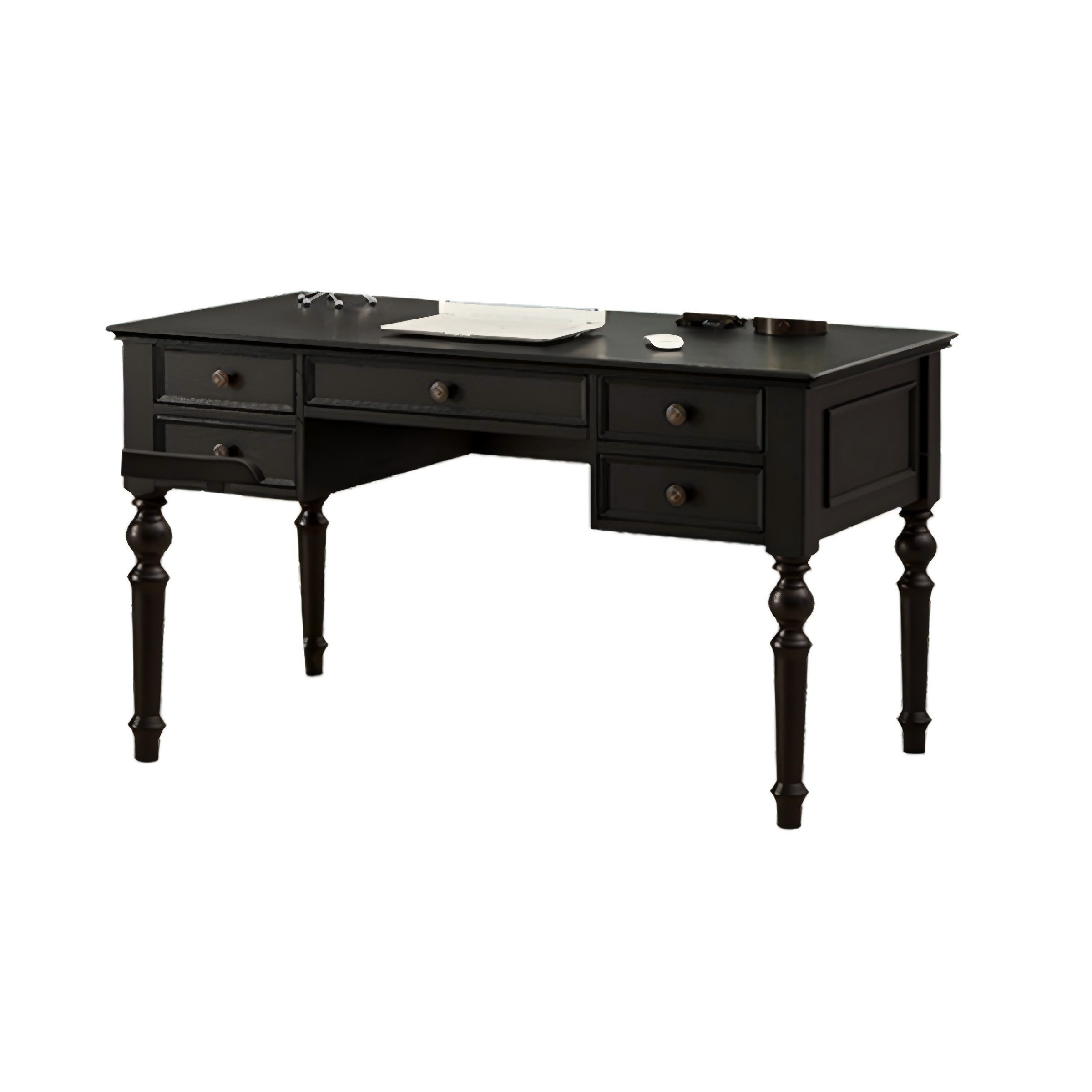 Corrigan Studio 39.37"Retro Black Rectangular Solid Wood Desk - Wayfair ...