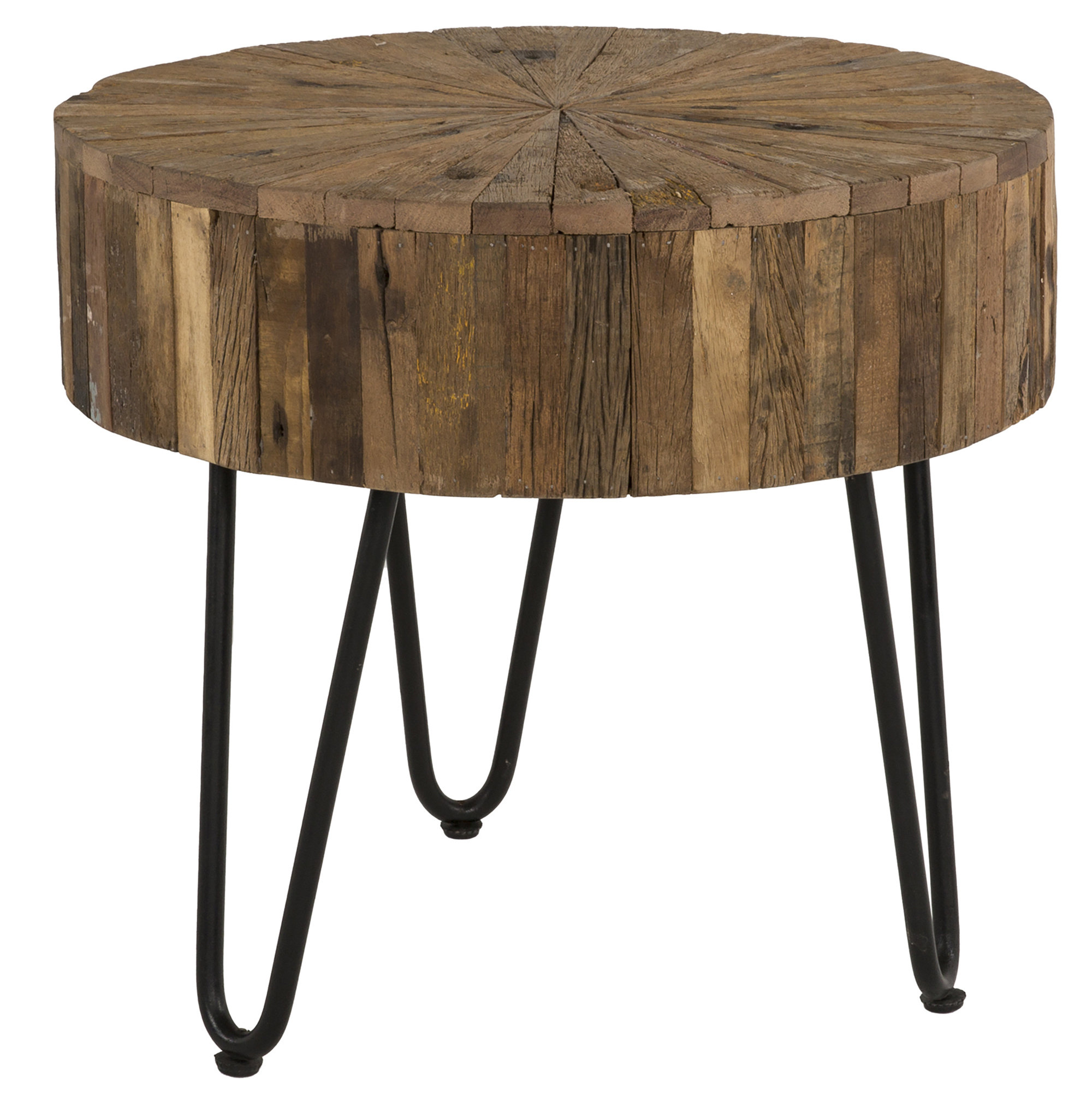 Loon Peak® Contemporary 22 in. Round Reclaimed Wood Accent End Table ...