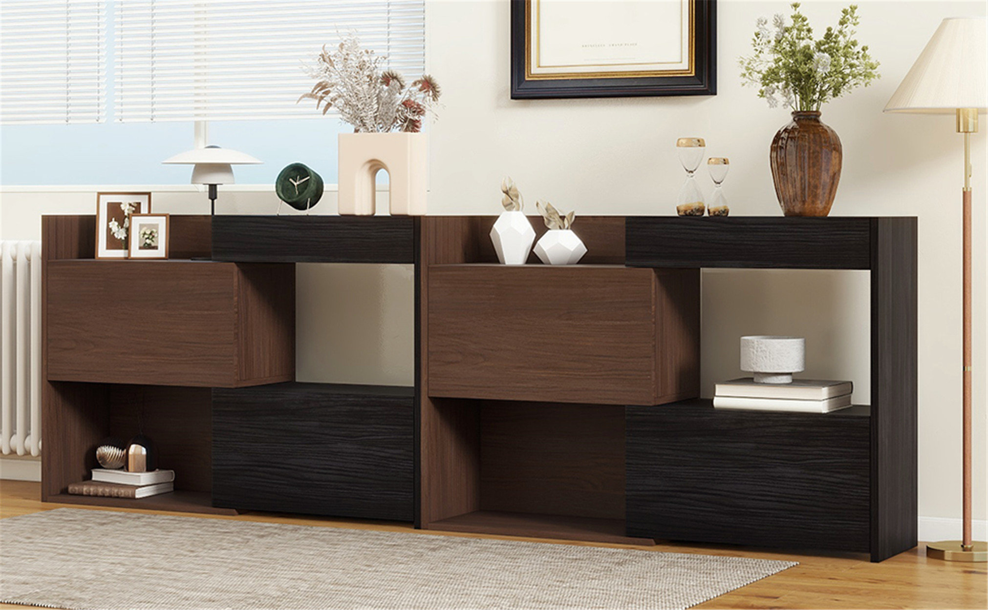 Ebern Designs Set of 2, Multifunctional Storage Cabinet with Drawer ...