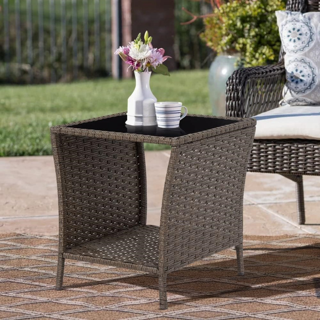 Winston Porter Outdoor Side Table - Outdoor Wicker End Side Tables For ...