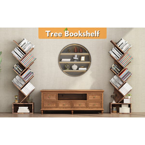 Millwood Pines 8 Tier Tree Wooden Tall Book Shelf, With Storage ...