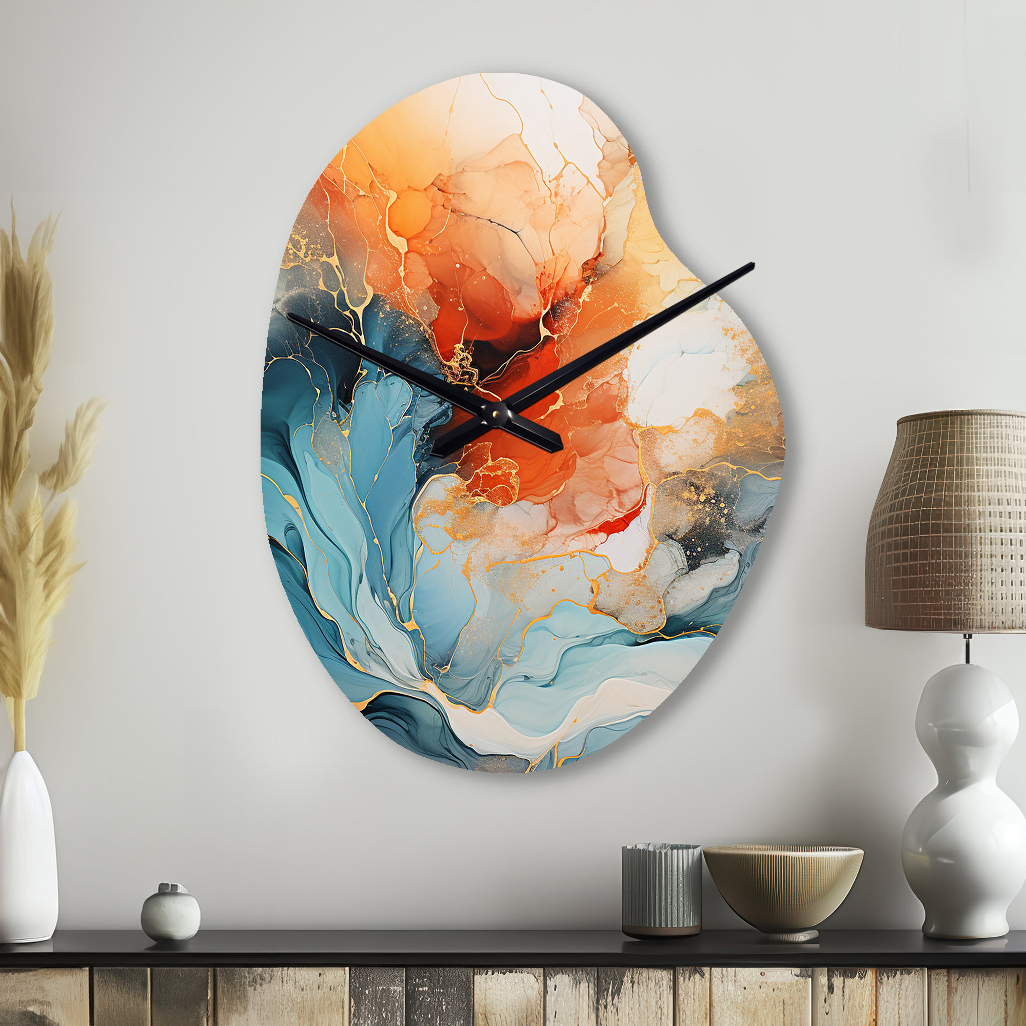 Design Art Teal Orange Bold Abstract Flow Collage II - Dams ...