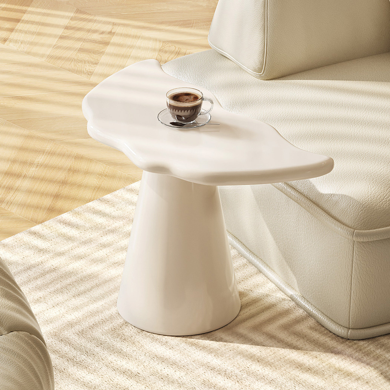 George Oliver -Cream End Table,Irregular Side Table - Wayfair Canada
