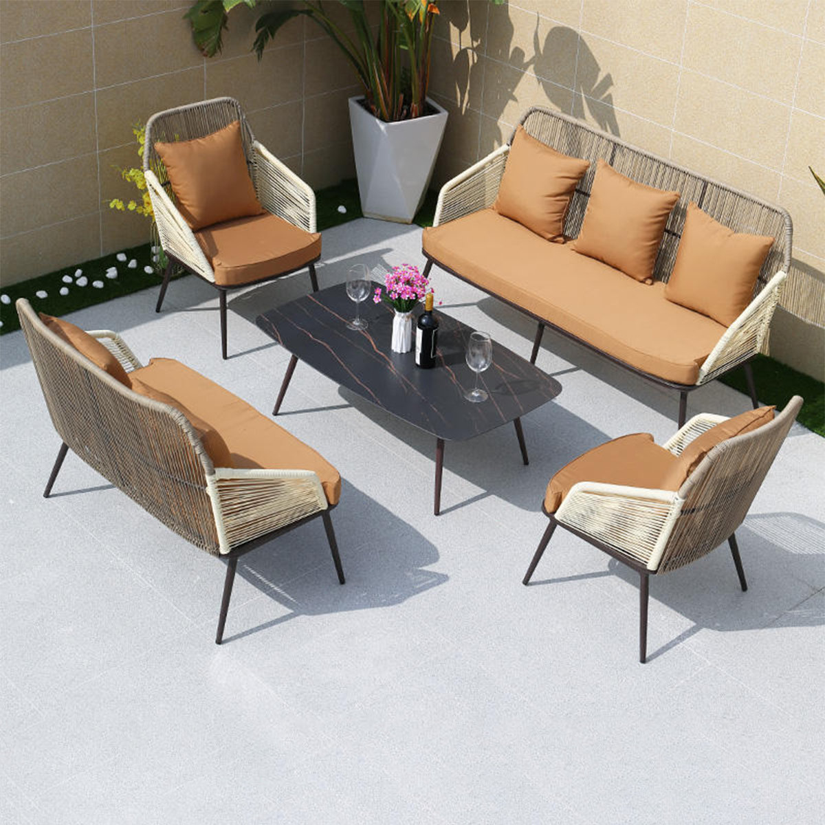 Corrigan Studio® Nesita Outdoor rattan woven sofa to relax lazy people ...