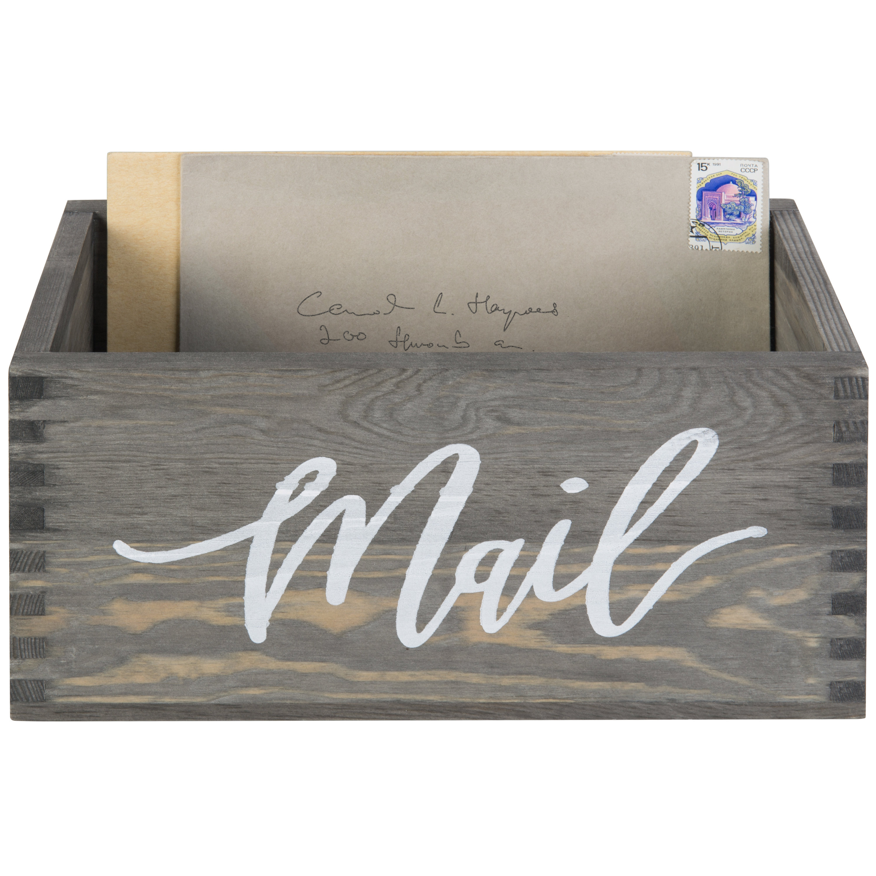 Gracie Oaks Kripinski Desktop Solid Wood Mail Organizer Box | Wayfair
