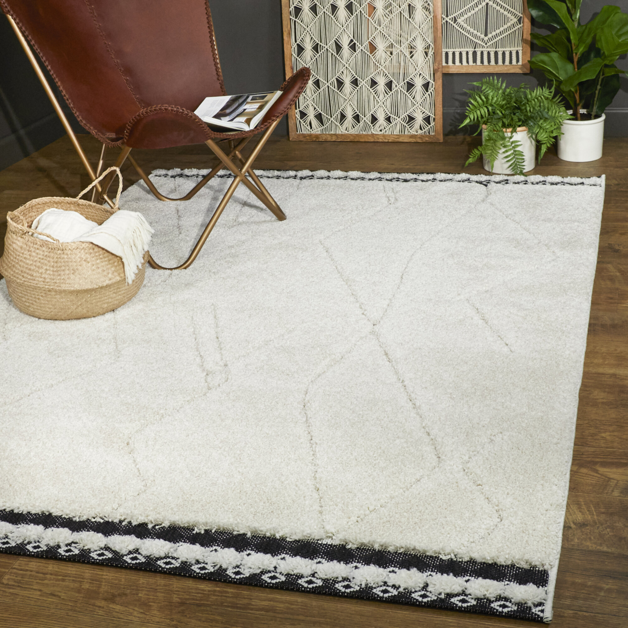 Foundry Select Cream Moroccan Shag Area Rug | Wayfair