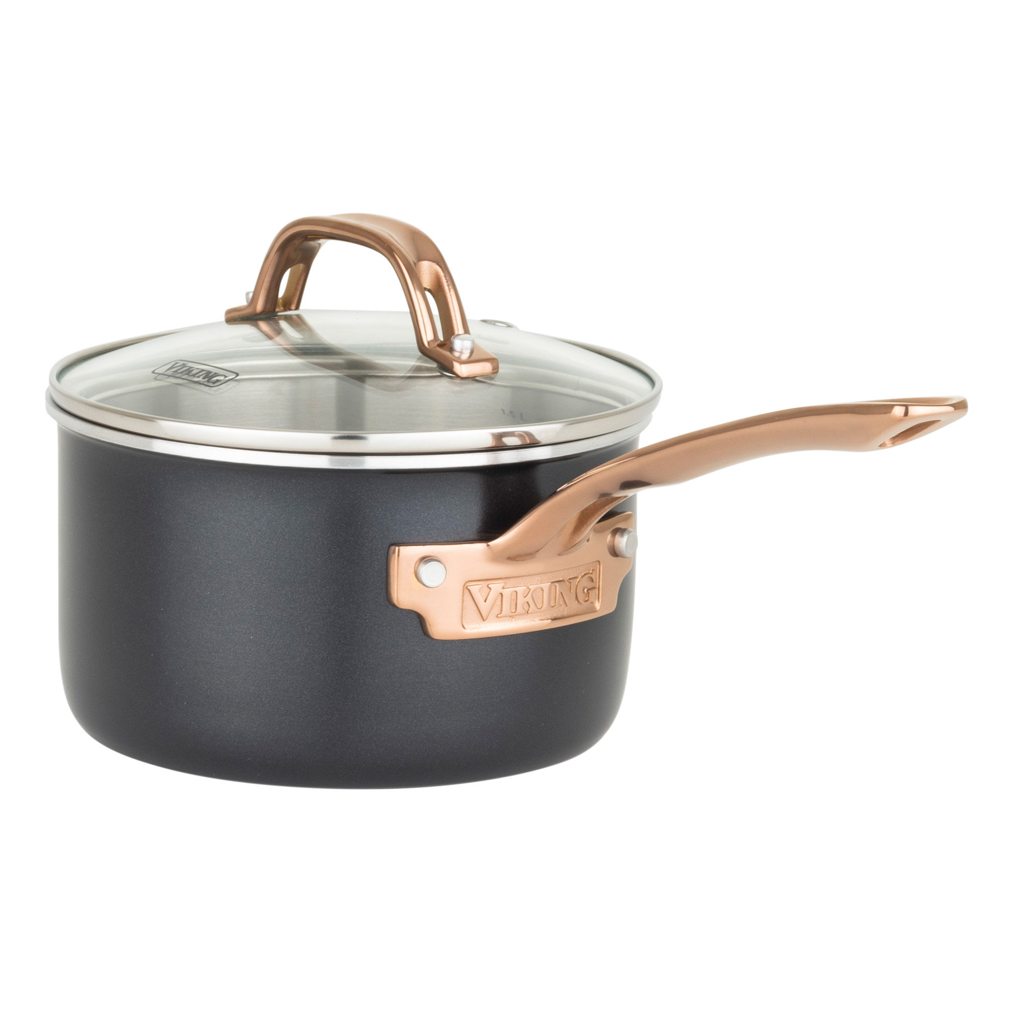 Viking 3-Ply Black and Copper Sauce Pan with Glass Lid | Perigold