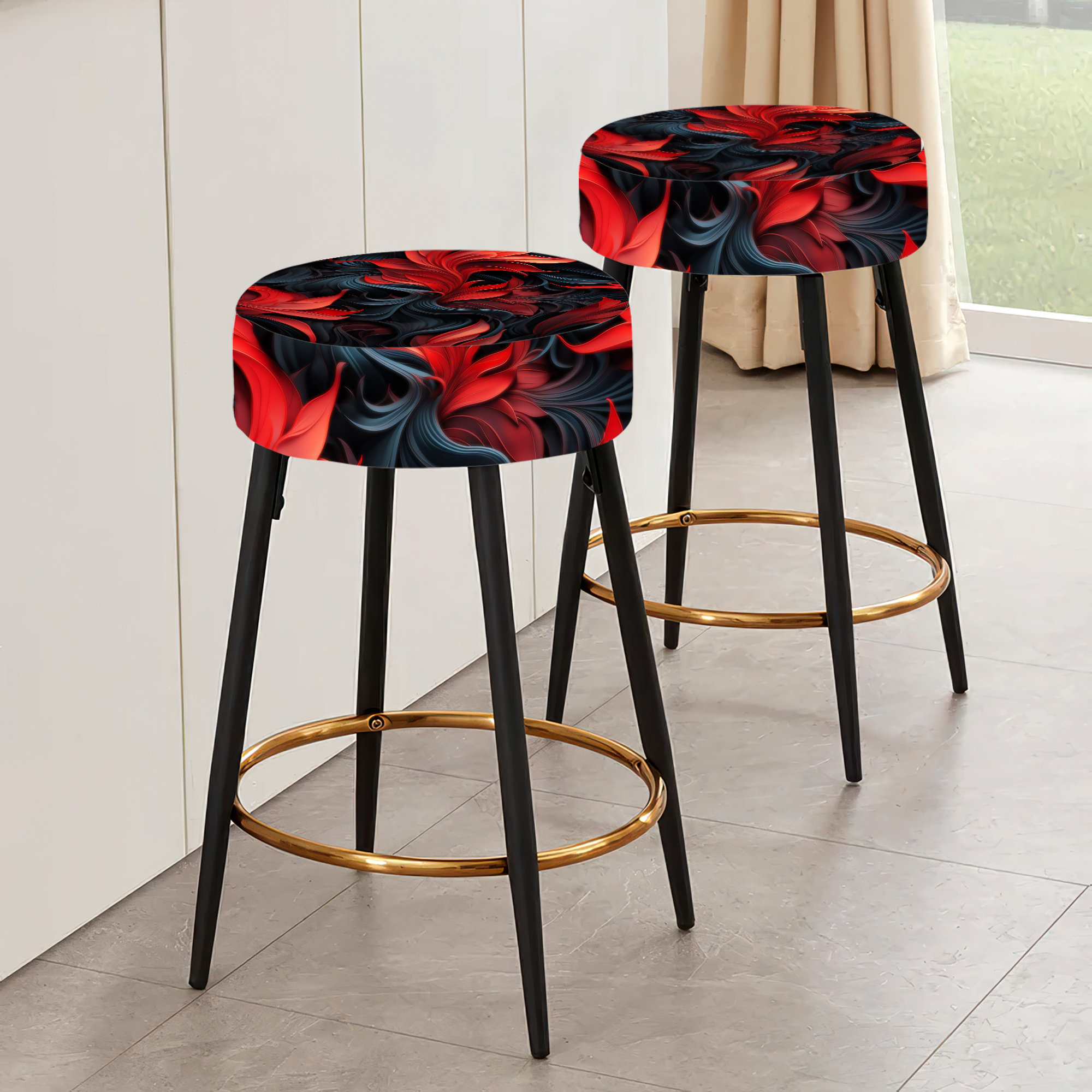 Design Art Noir Illusions Moody Patterns - Damask Bar Stools Set Of 2 ...