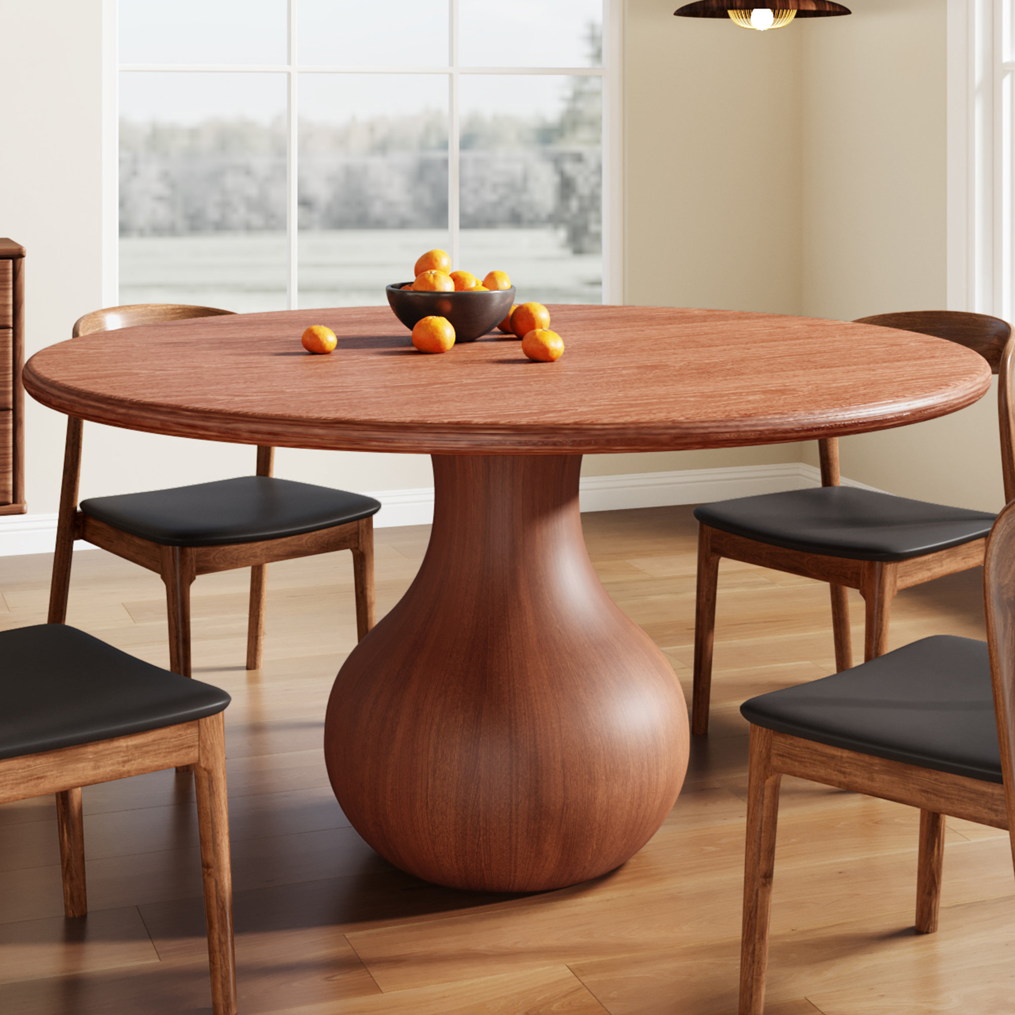 Brayden Studio® Farmhouse Solid Wood Round Dining Table Mid-Century ...