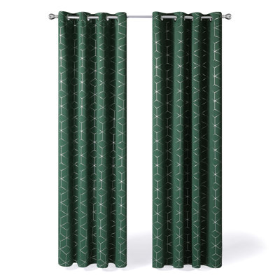 Deconovo Silver Diamond Pattern Curtain Pair | Wayfair