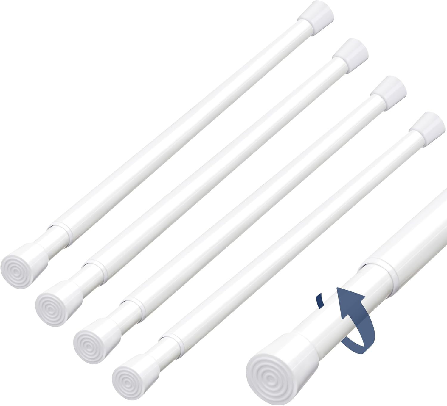 MABOSY 4Pcs Spring Tension Curtain Rods 16 To 28 Inch White Adjustable ...