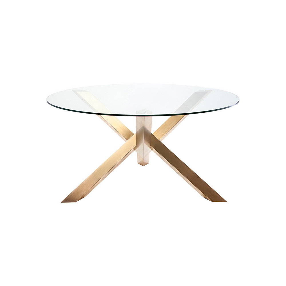 Everly Quinn Spider Round Glass Dining Table With Gold Base | Wayfair