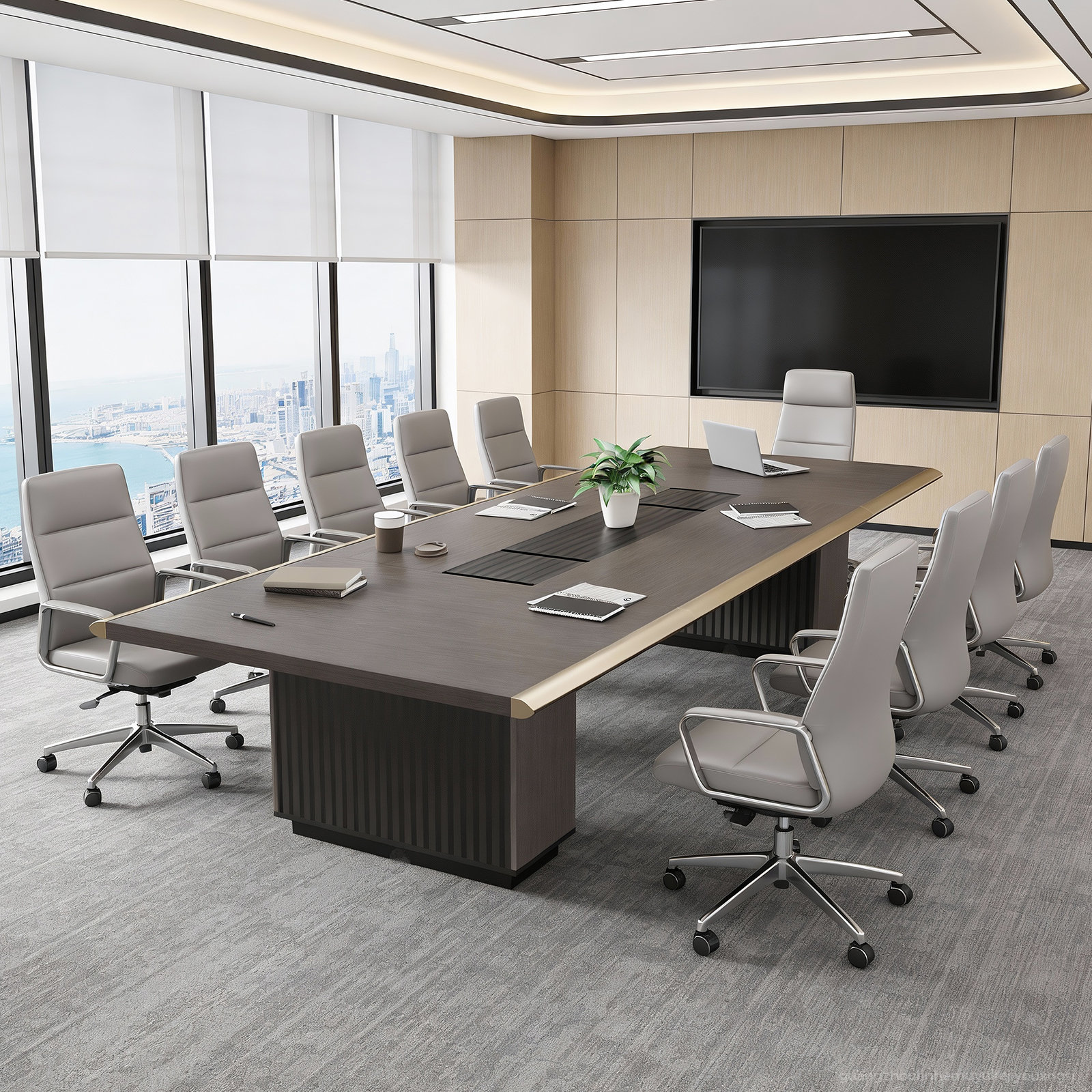 George Oliver Sleek Rectangular Meeting Table With Concealed Cable ...