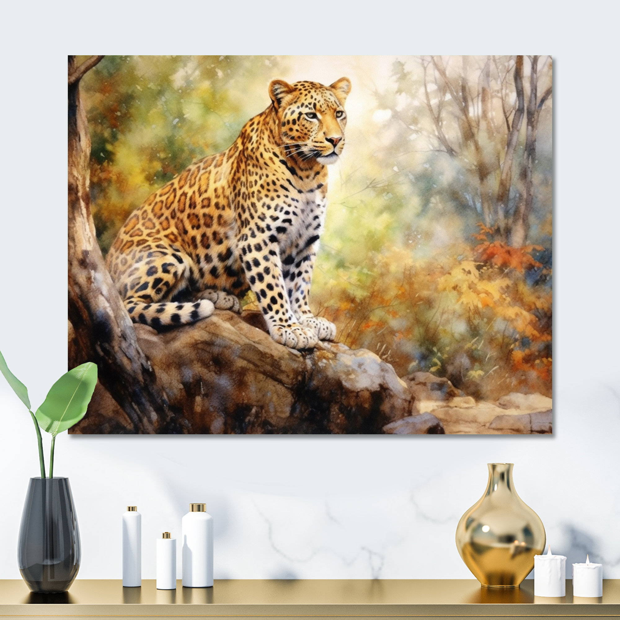 Bungalow Rose Leopard Grace II - Leopard/Cheetah Metal Wall Decor | Wayfair