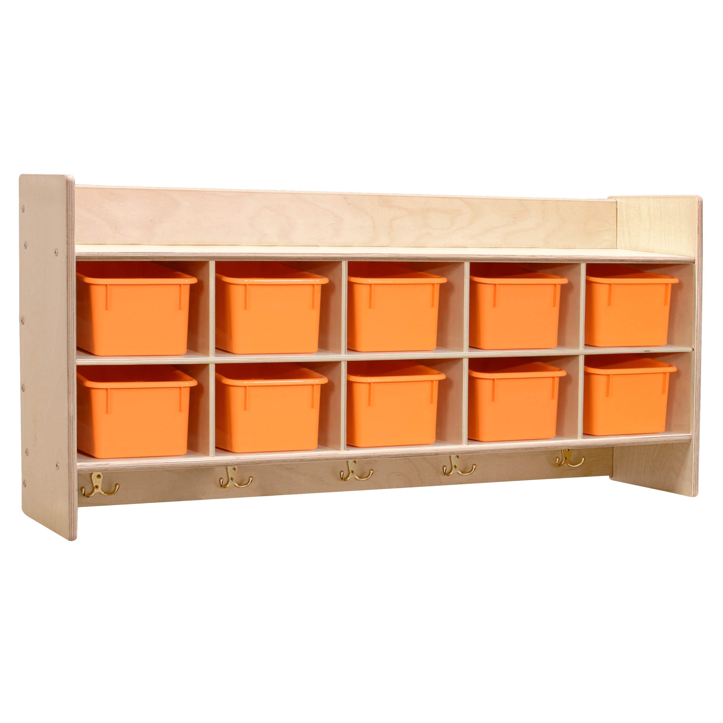 Wood Designs Contender (10) Cubbie Wall Hanging Storage with Hooks ...
