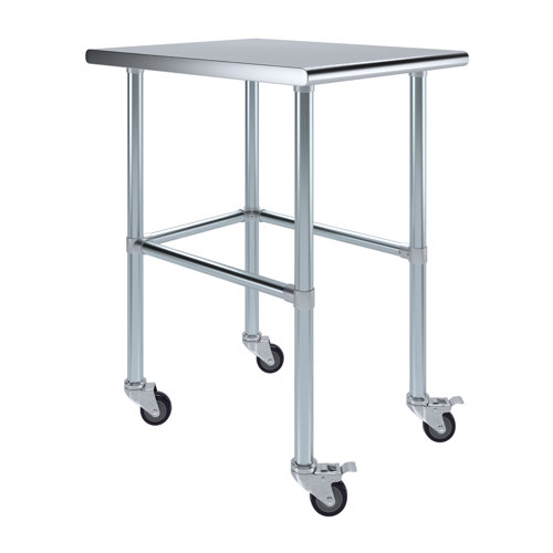 Amgood Stainless Steel Open Base Work Table with Wheels & Reviews | Wayfair