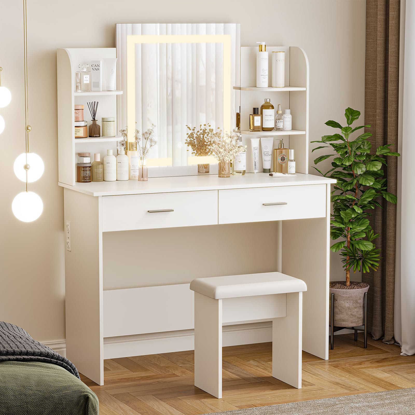 GLORIP Simple White LED Vanity Set | Wayfair