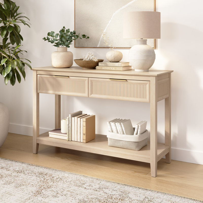 Ebern Designs Fluted Console Table With Drawers For Living Room Or ...