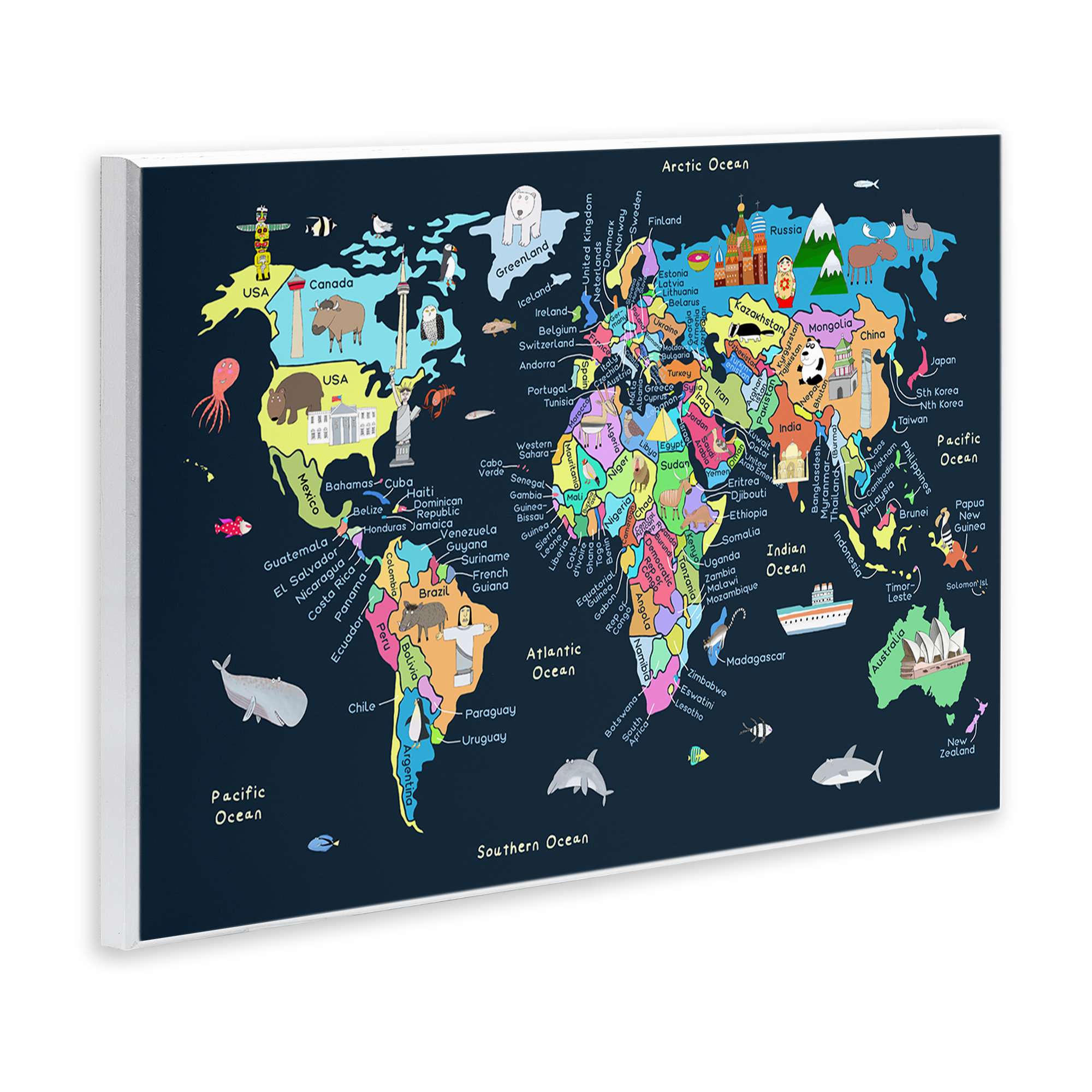 Dakota Fields Detailed Countries Map Wall Plaque Art by Carla Daly ...