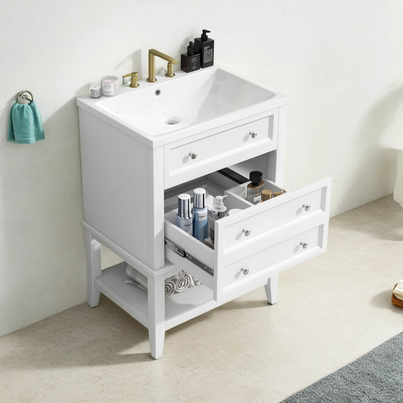 Winston Porter Rutila 24'' Single Bathroom Vanity with Ceramic Top ...