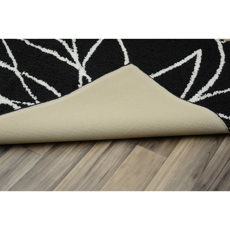 Ebern Designs Brackenmore Floral Tufted Black/Ivory Area Rug & Reviews ...