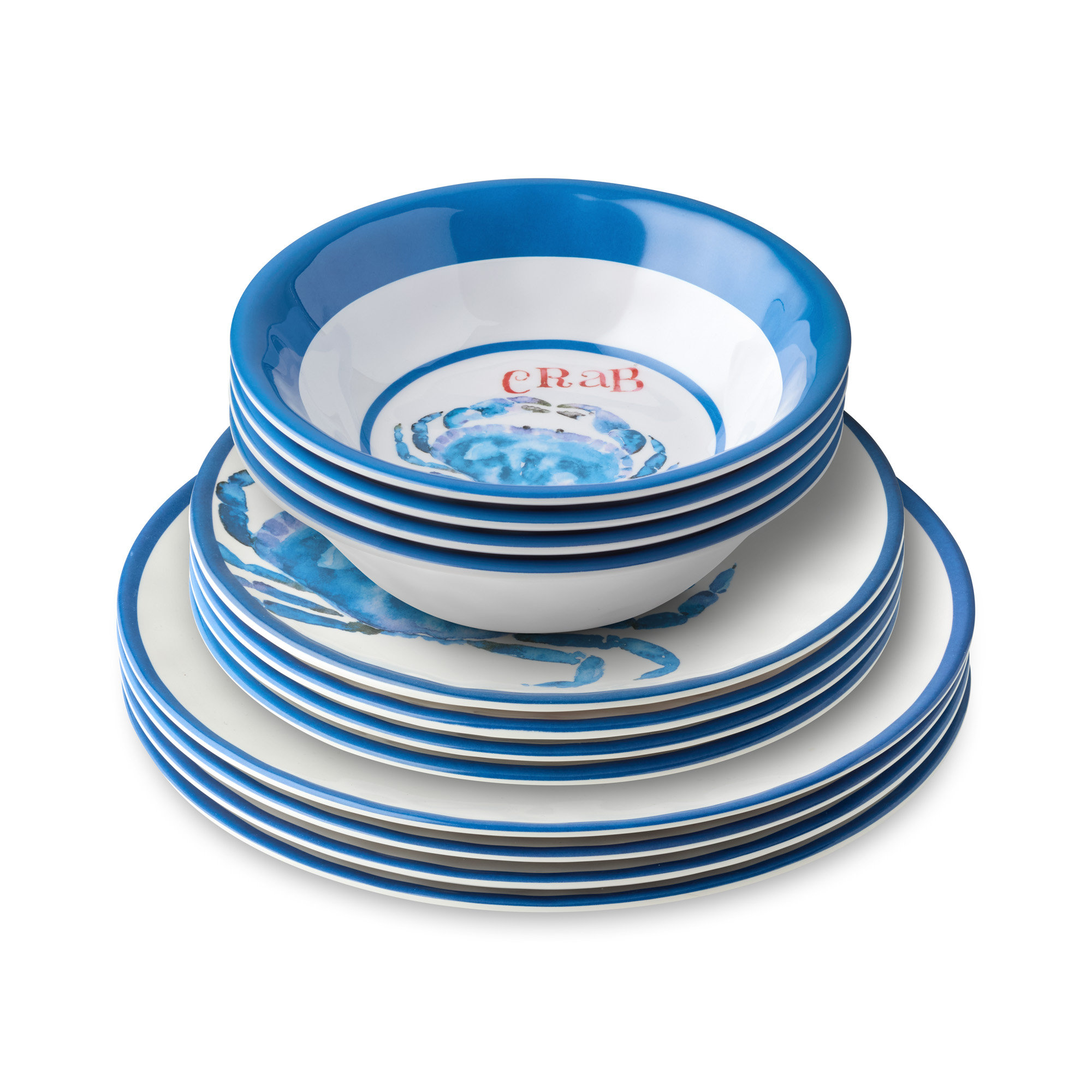 Certified International Beach House Crab 12-Piece Melamine Dinnerware ...