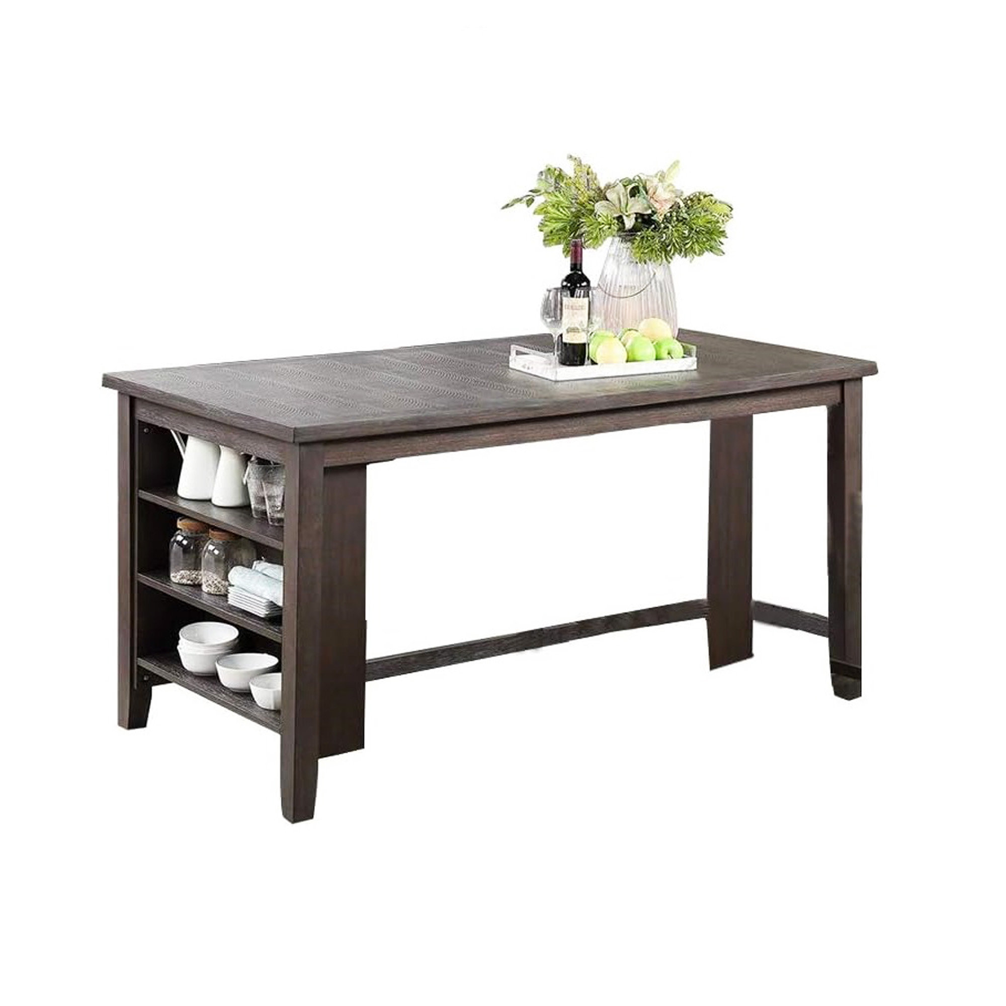 Lark Manor Modern Rustic Counter Height Dining Table With Storage And ...