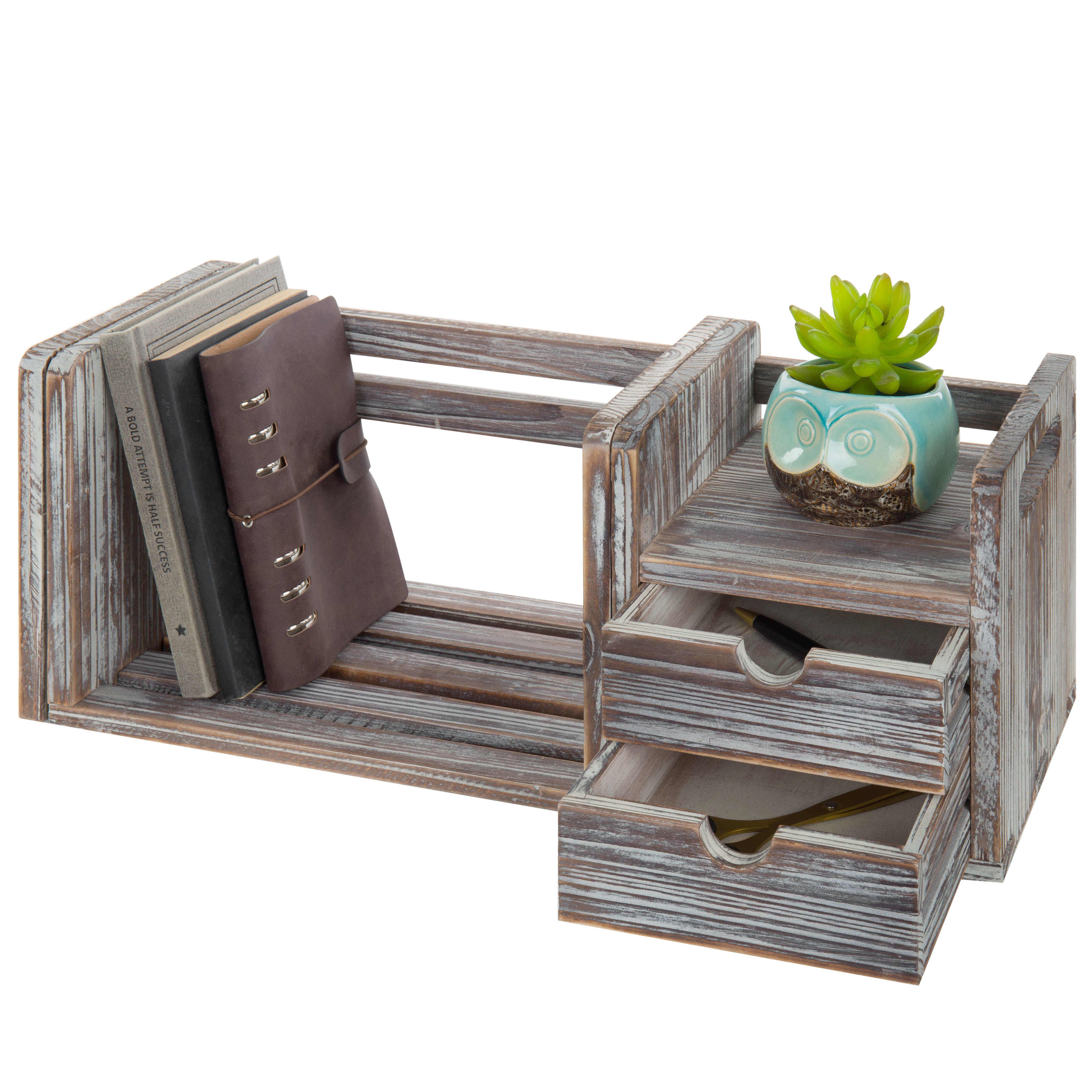 Gracie Oaks Wood Expandable Book Desk Organizer | Wayfair