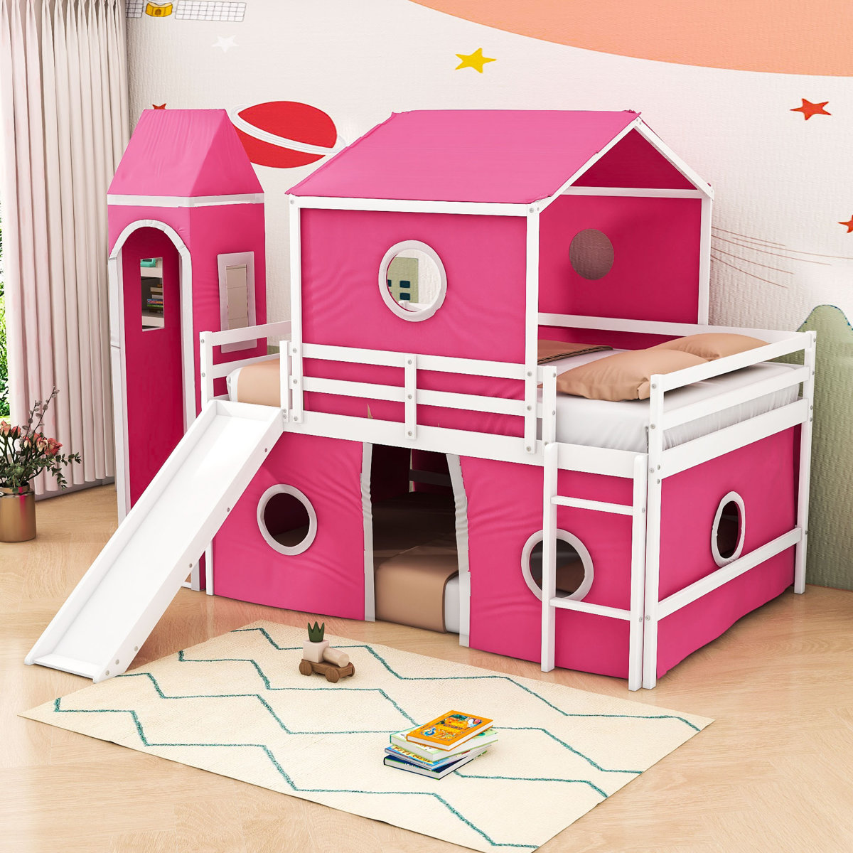 Viv + Rae™ Kyser Kids Bunk Bed with Slide, Tent and Tower & Reviews ...