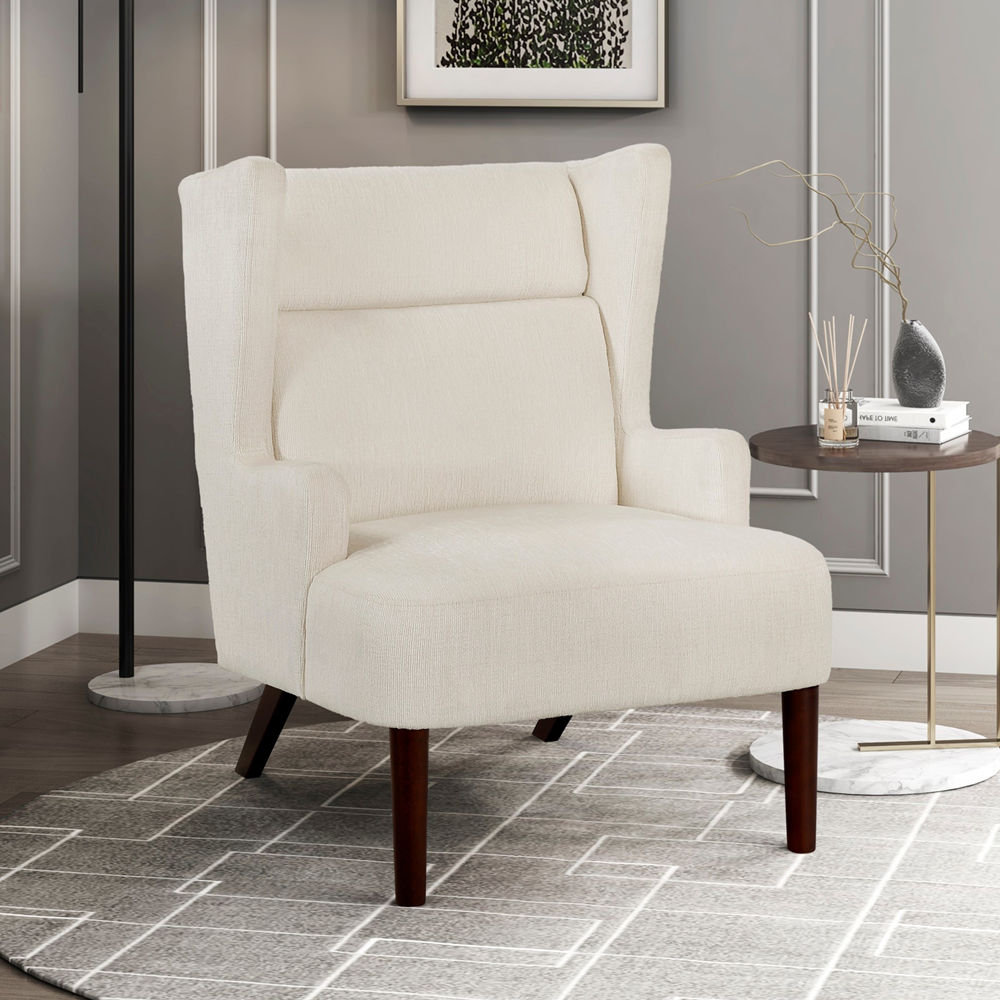 Red Barrel Studio Contemporary Grey Wingback Accent Chair Chenille ...