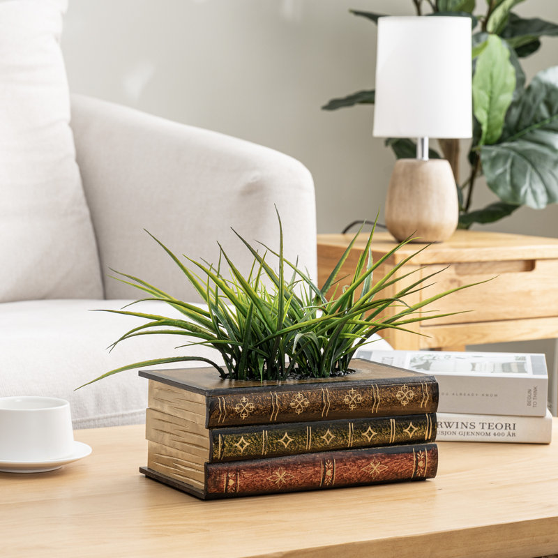 Charlton Home® Artificial Fake Grass Plants In Book Planter | Wayfair