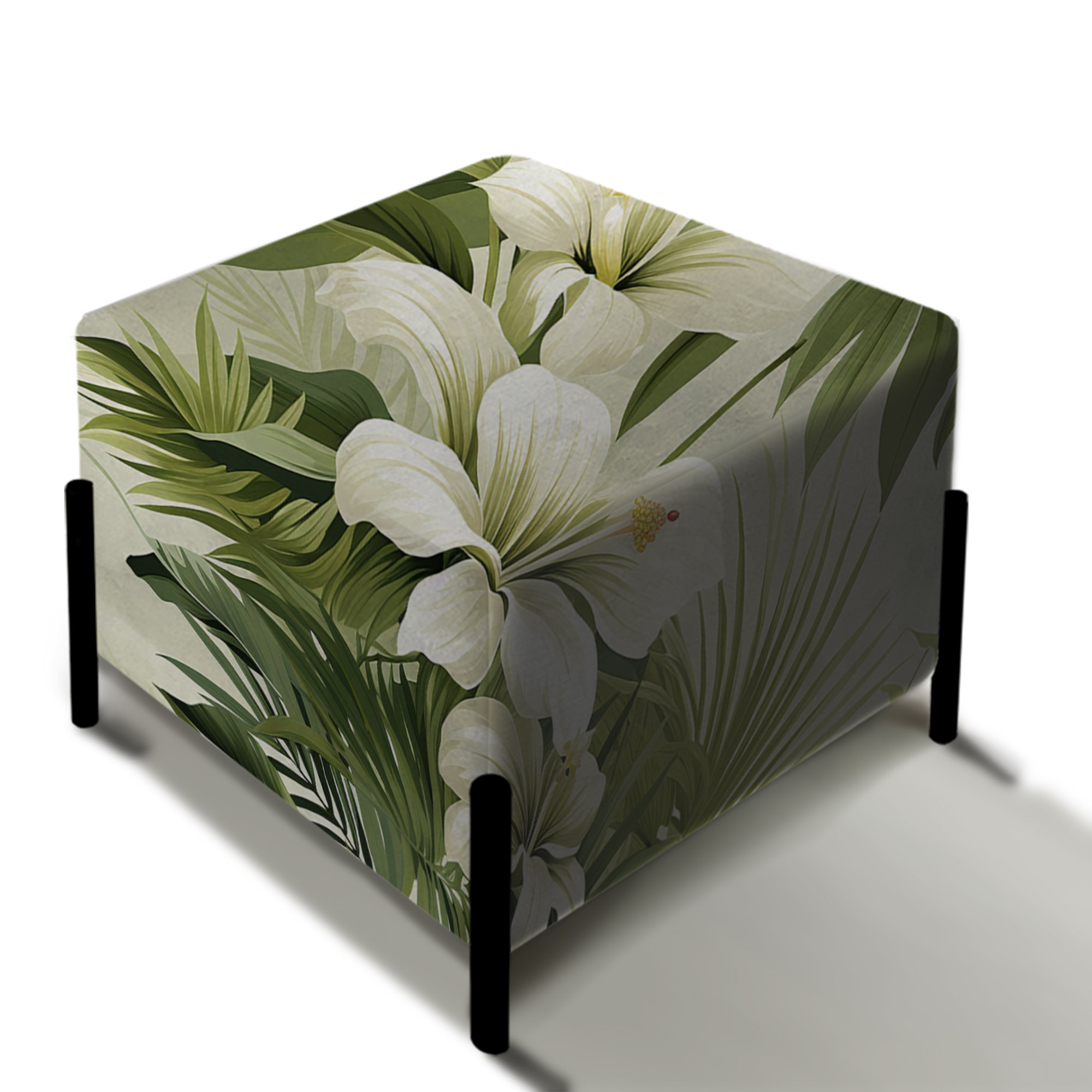 Design Art Tranquil Oasis Tropical Pattern - Tropical Square Ottoman ...