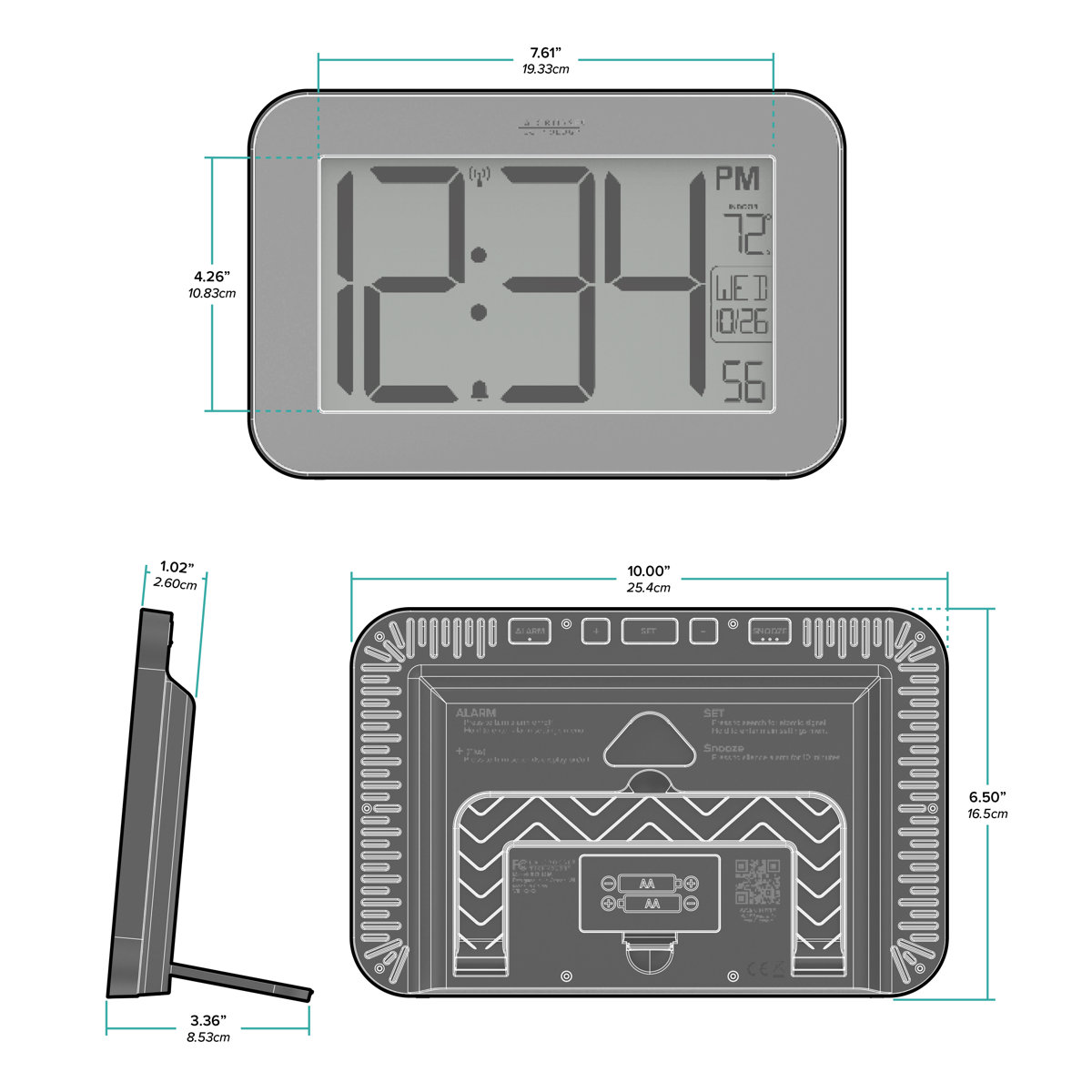La Crosse Technology Large Time Digital Atomic Clock with 4-Inch digits ...