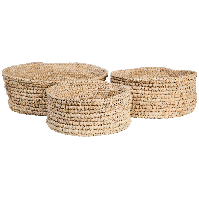 Highland Dunes 3 Piece Raffia General Basket Set | Wayfair.co.uk