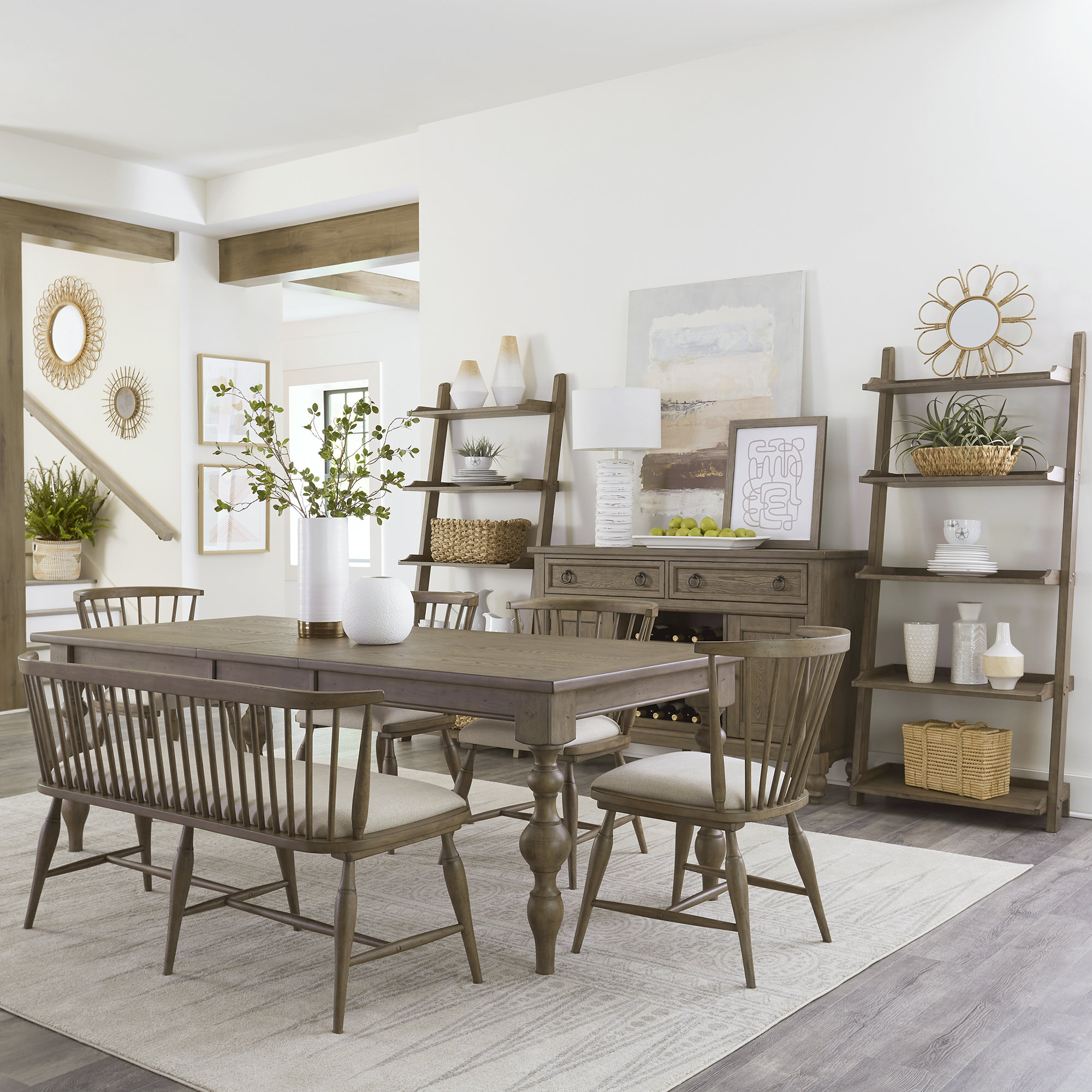 Lark Manor™ Aisja 6 Person Rectangular Dining Table Set w/ 4 Windsor ...