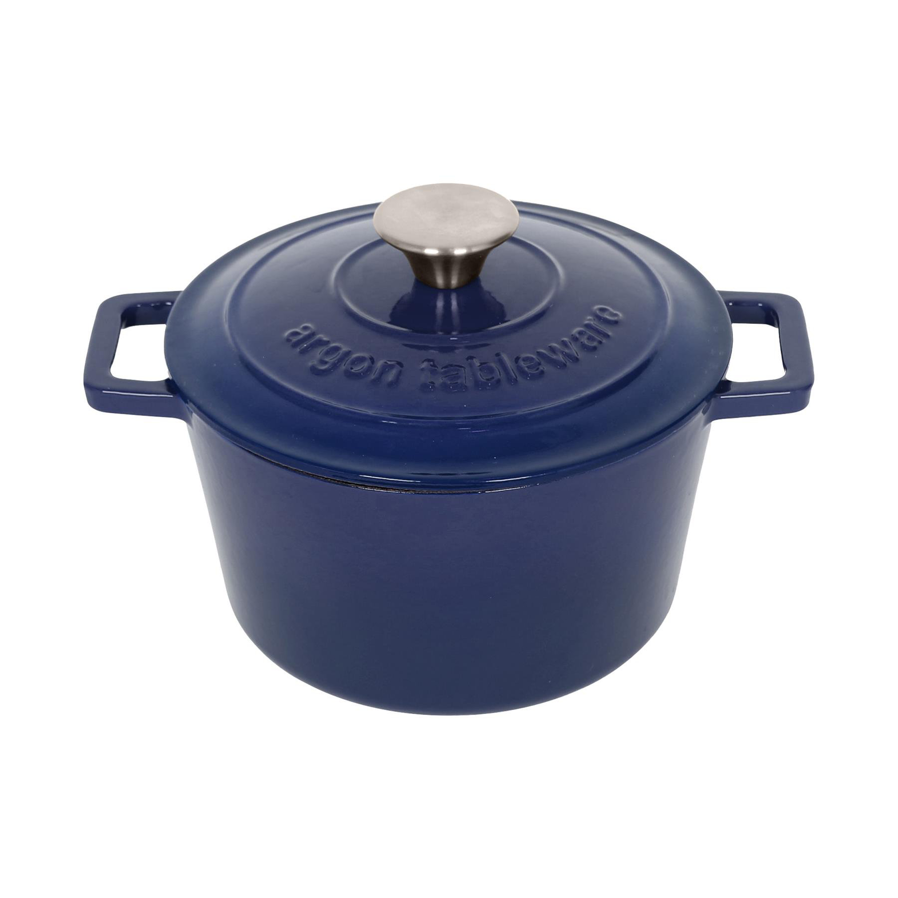 Argon Tableware Round Cast Iron Casserole Dish - 2.8L - Teal Ombre ...
