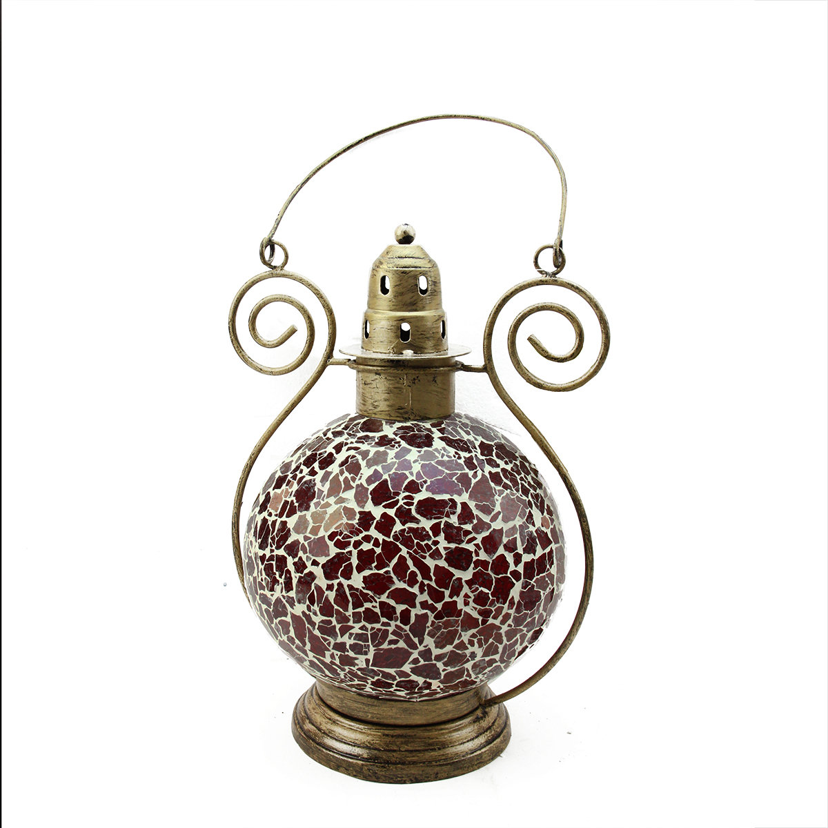 Northlight Seasonal 12" Decorative Red and White Mosaic Glass Tea Light ...