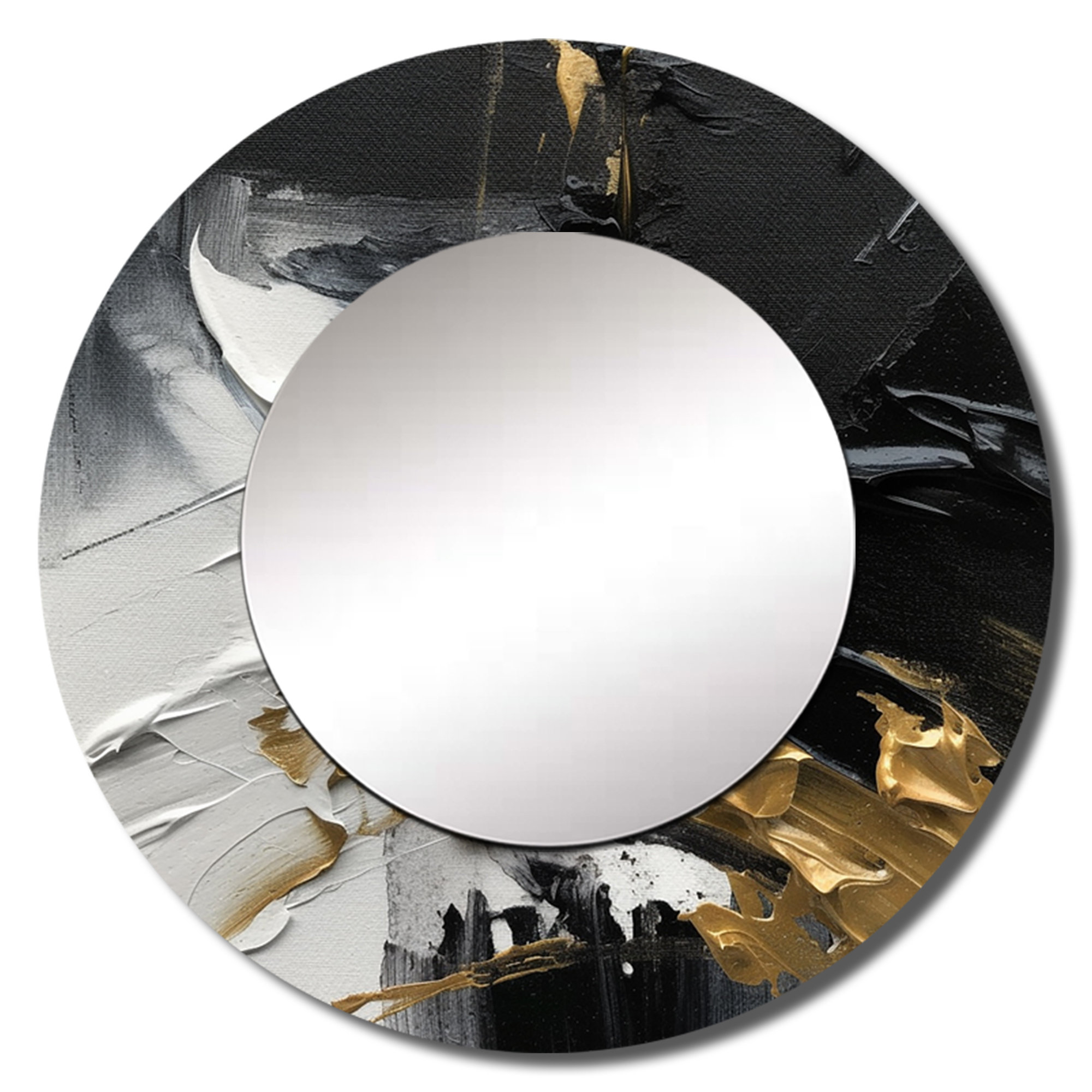 Design Art Mystery Awakening VII - Abstract Wall Mirror, Black Round ...