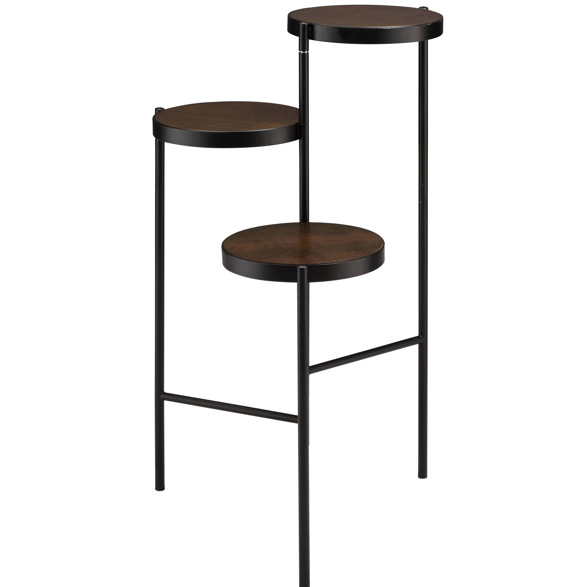 ArtisanArcade Black Walnut Foldable 3 Plant Stand - Metal, Space Saving ...