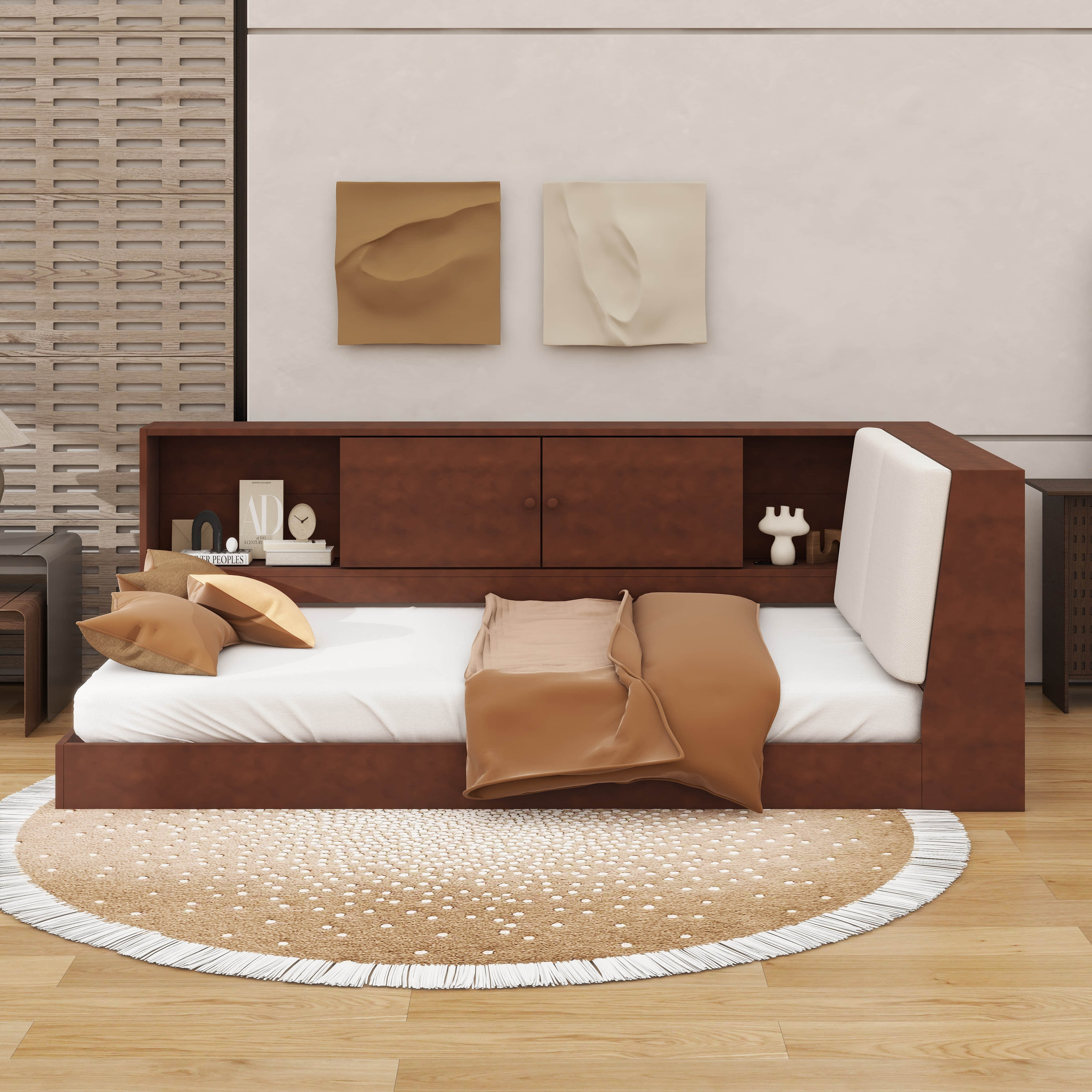 Lark Manor Stylish Twin Corner Bed With Built-In Bookshelf - Ideal For ...