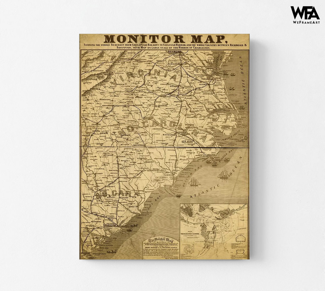 WeFrameArt Eastern Seaboard In 1863 By Vintage Maps, History Classroom ...