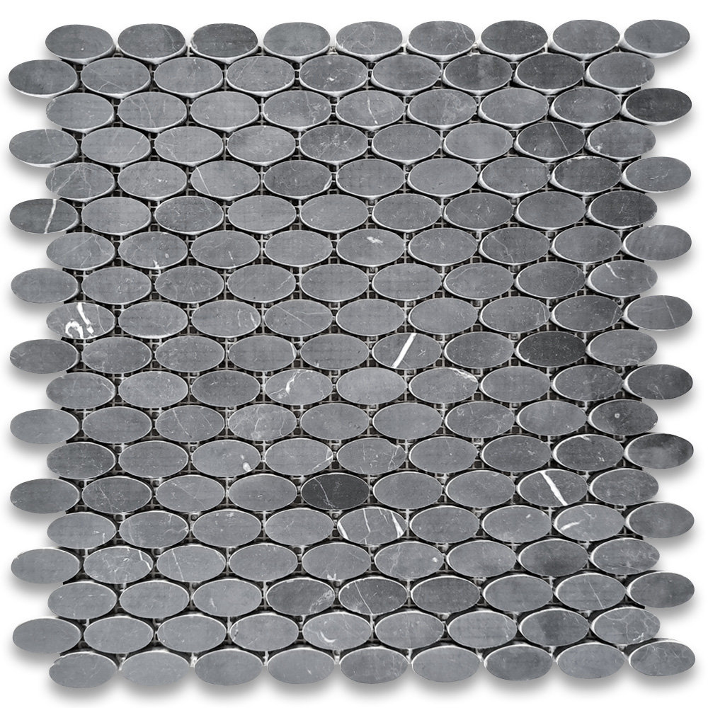 Marble Online Nero Marquina Black Marble 1-1/4X5/8 Oval Ellipse Mosaic ...