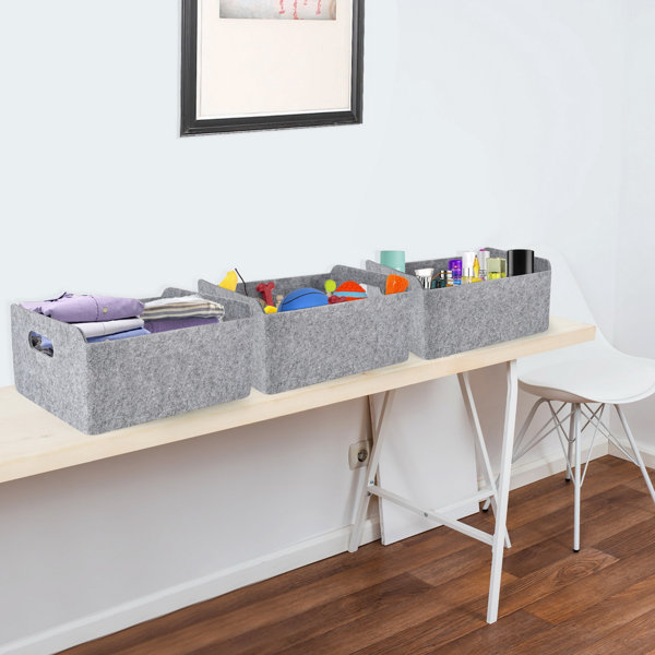 Rebrilliant 3-Piece Collapsible Storage Basket Felt Open Storage Bins ...